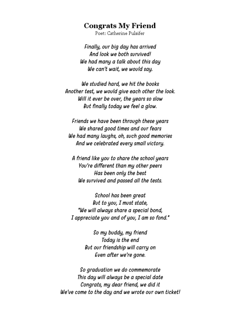 Congrats My Friend Poem | PDF | Poetry