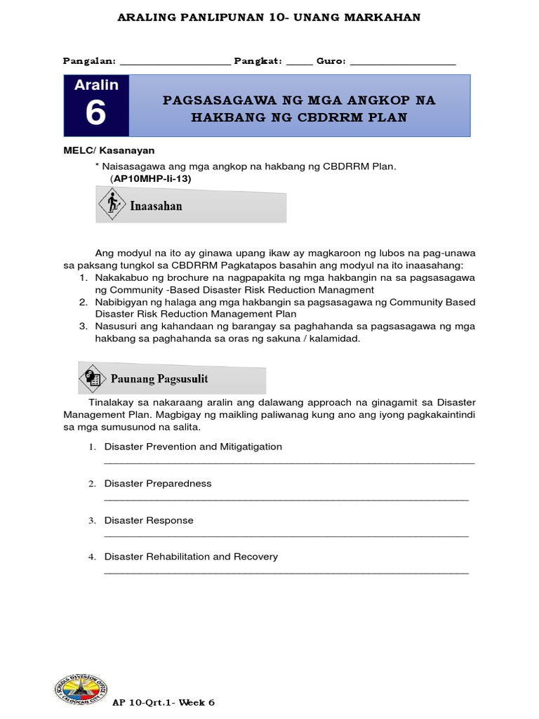 AP10 Q1 Week 6 | PDF