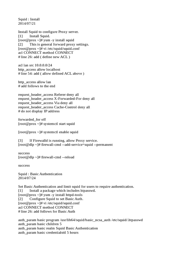 Squid Proxy Server Installation Guide | PDF | Proxy Server | Internet Architecture