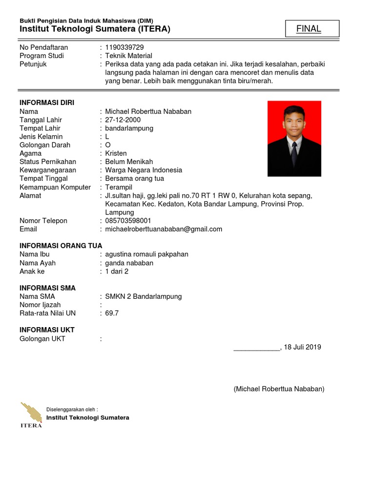 Kartu-1190339729 ITERA | PDF