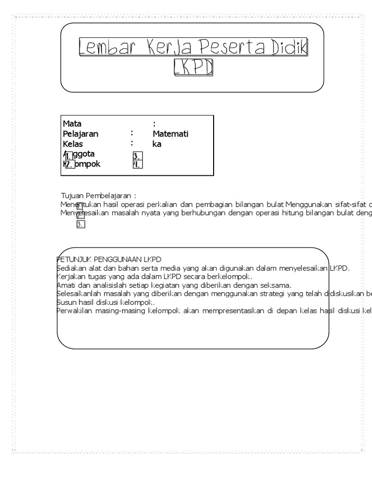 LKPD Perkalian Pembagian | PDF