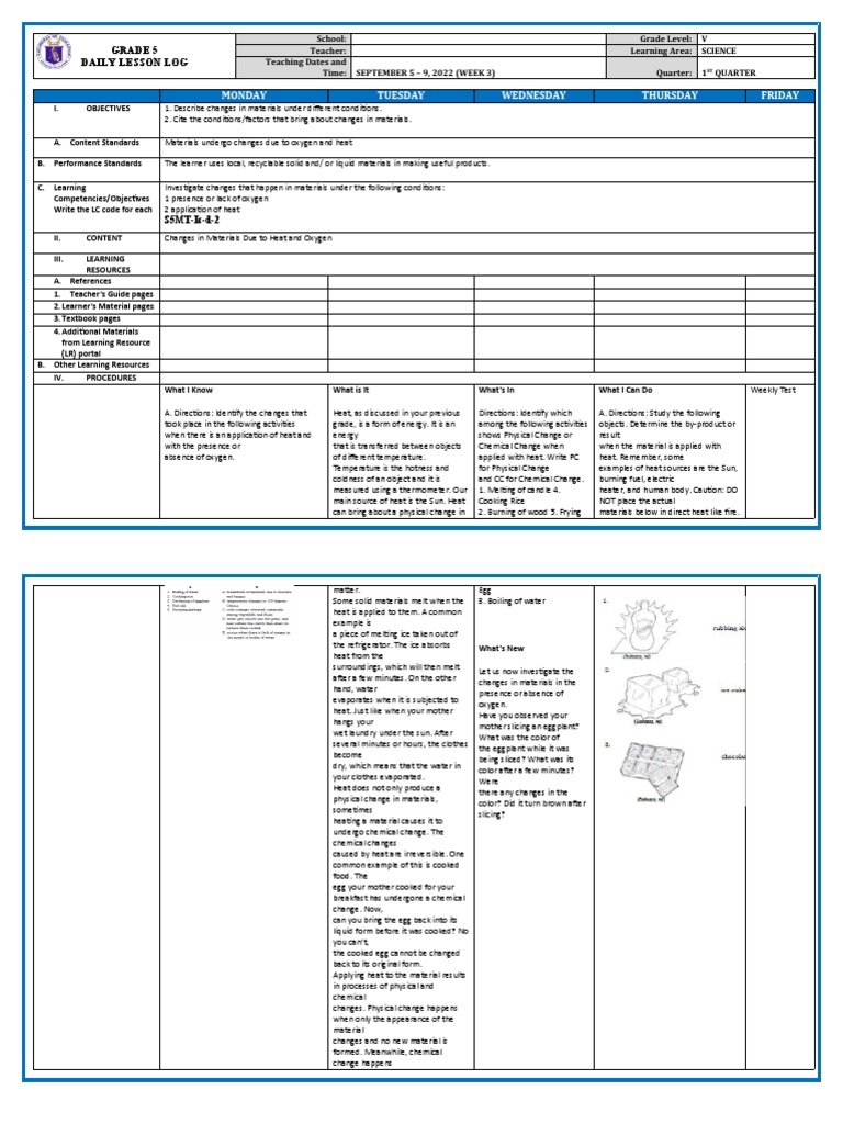 Melc Based DLL g5 q1 Week 3 | PDF | Combustion | Water
