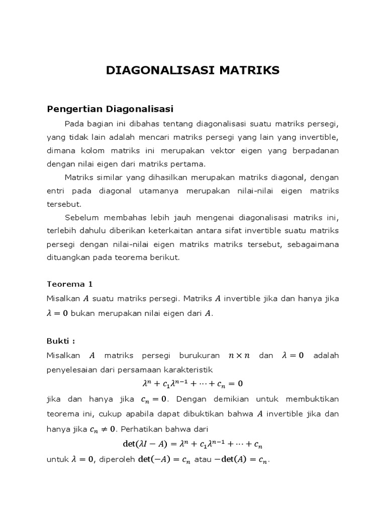Pertemuan XV - Diagonalisasi Matriks | PDF