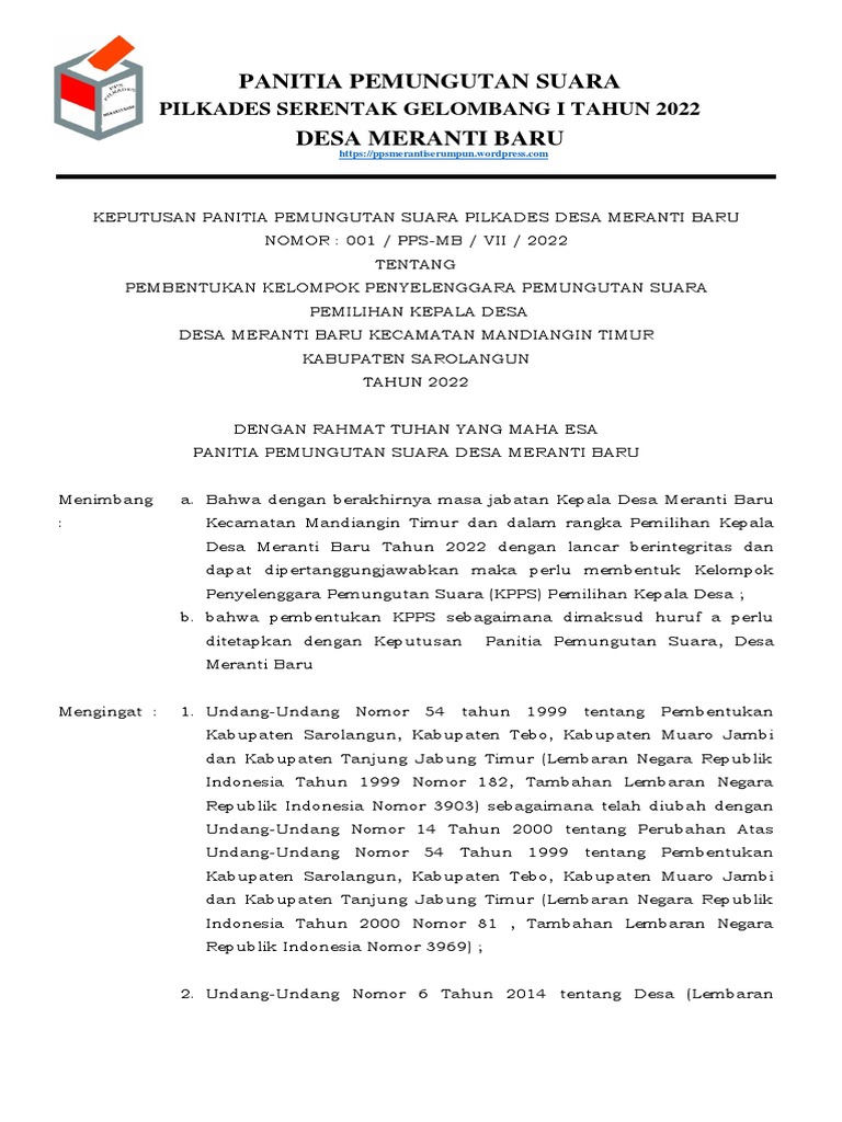 SK KPPS Pilkades 2022 | PDF