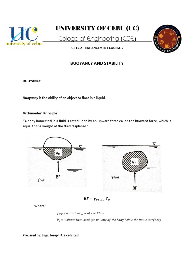 04 Buoyancy and Stability | PDF | Buoyancy | Classical Mechanics