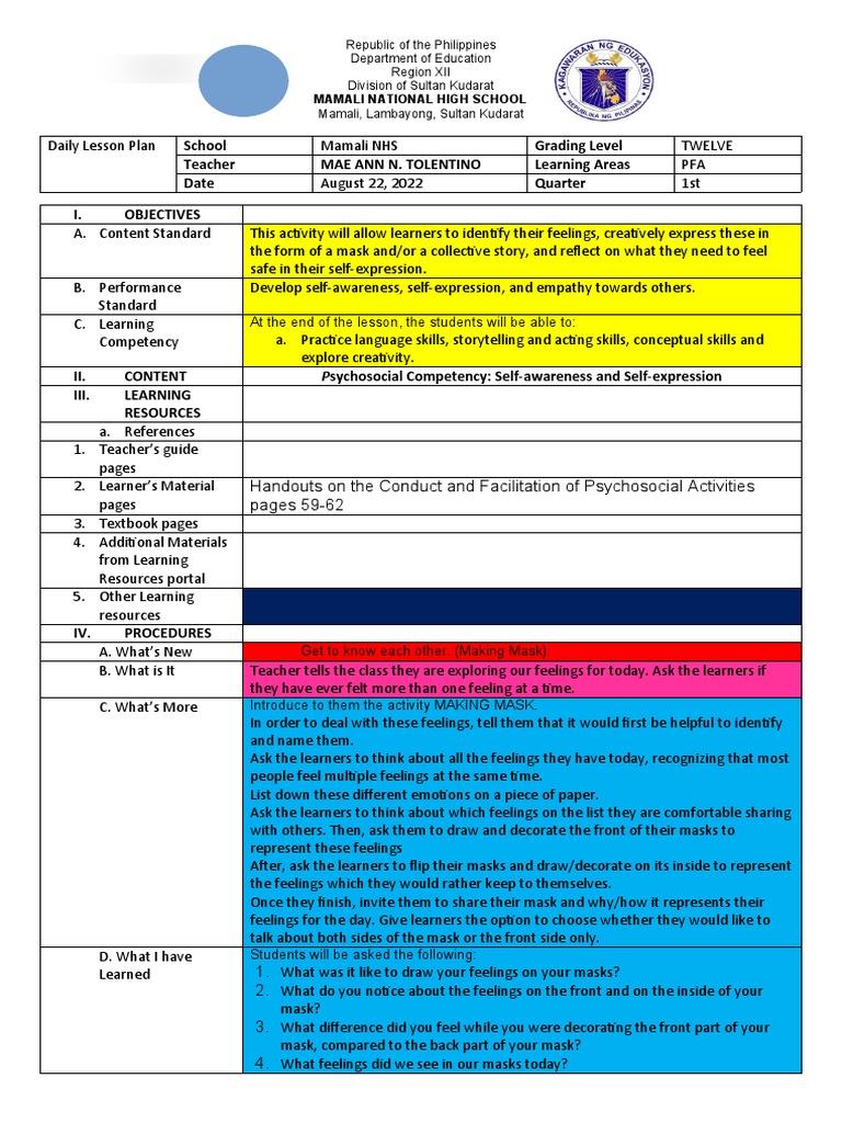 DLP-PFA Mae Ann | PDF | Learning | Lesson Plan