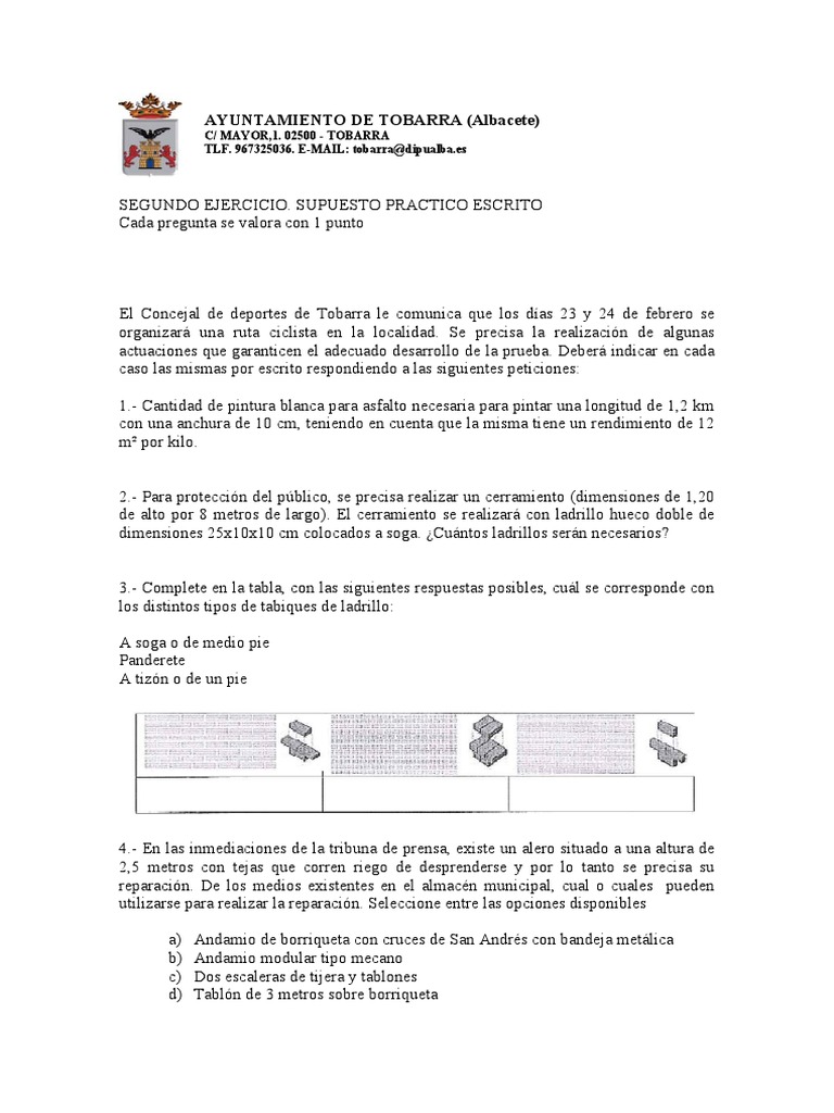 699 - Examen 2 Ejercicio Supuesto Practico | PDF | Ladrillo