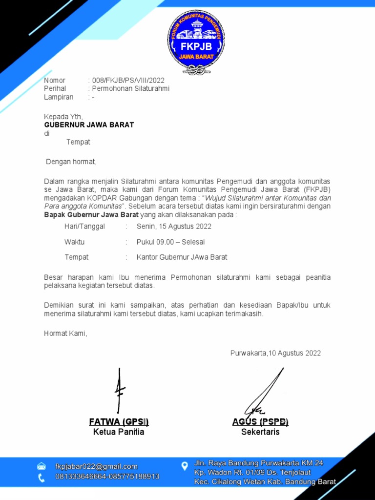 Surat Permohonan Silaturahmi | PDF