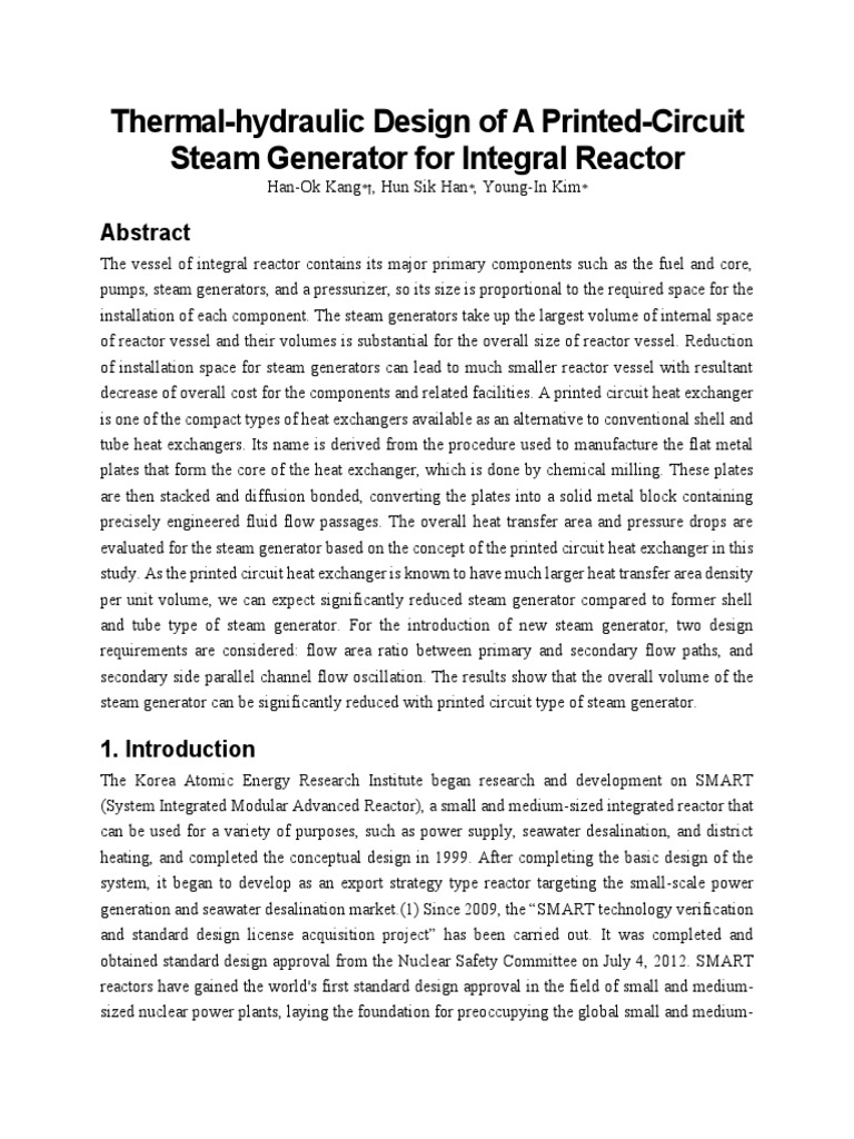 Compact Steam Generator for Integral Reactor | PDF | Heat Exchanger ...