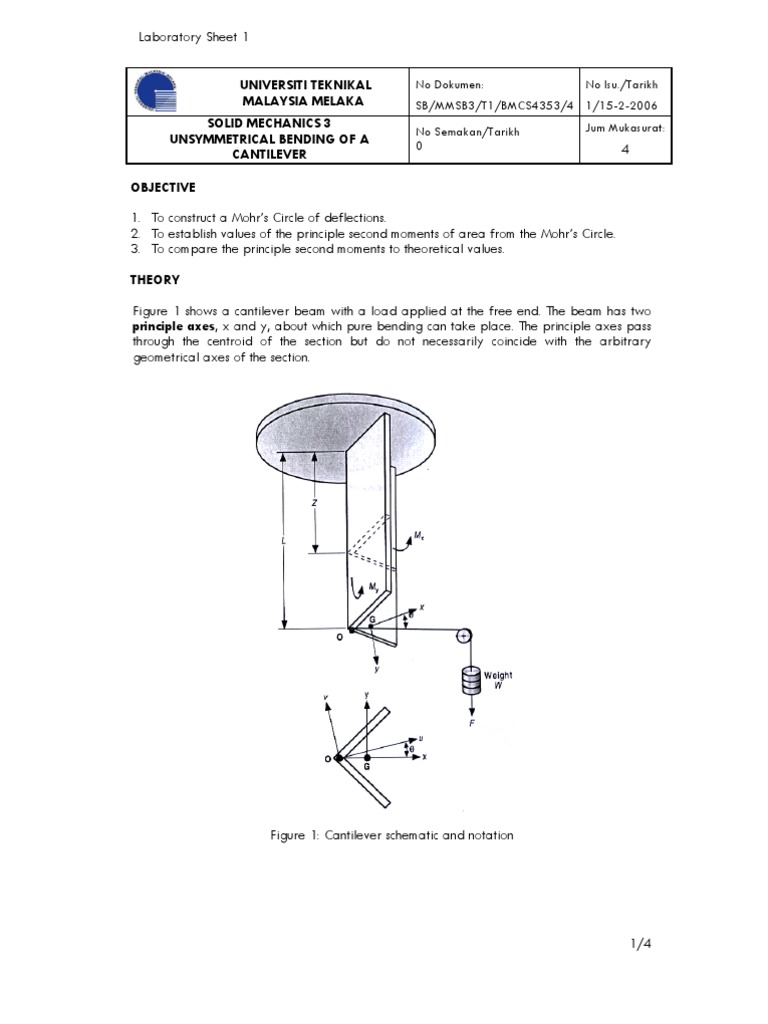 Unsymmetrical Bending of Cantilever Beam | PDF | Bending | Beam (Structure)