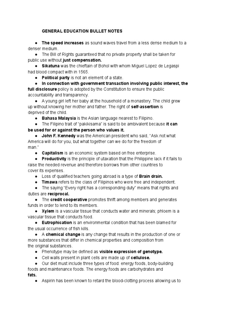 Gen Ed Bullets | PDF | Plants | Foods