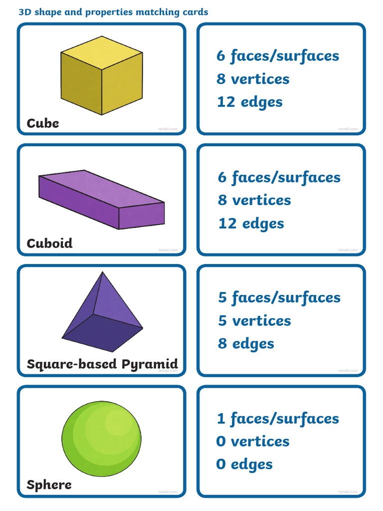 t2 M 063 3d Shape and Properties Matching Cards - Ver - 3 | PDF ...