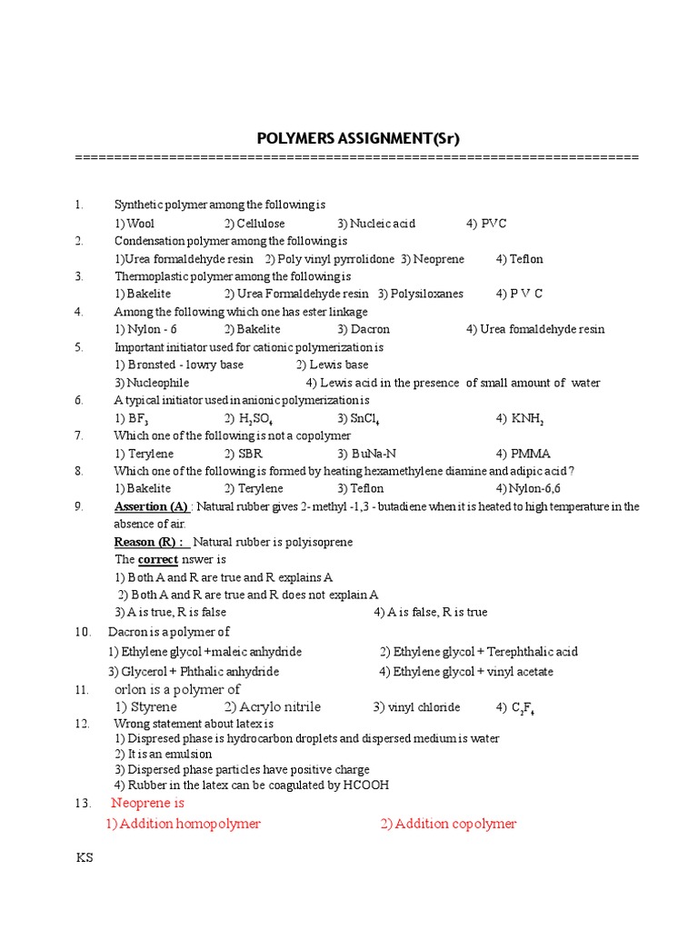 Polymers Assignment | PDF | Polymers | Nylon