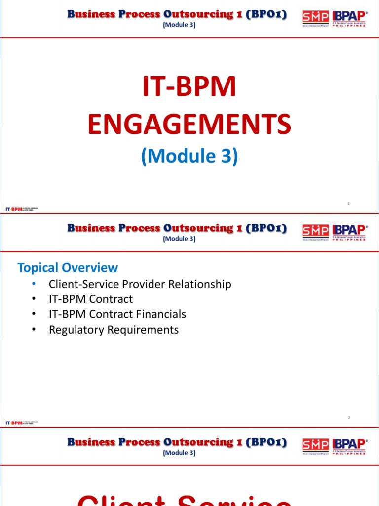 Bpo1-Module 3 It-Bpm Engagements | PDF | Outsourcing | Service Level ...
