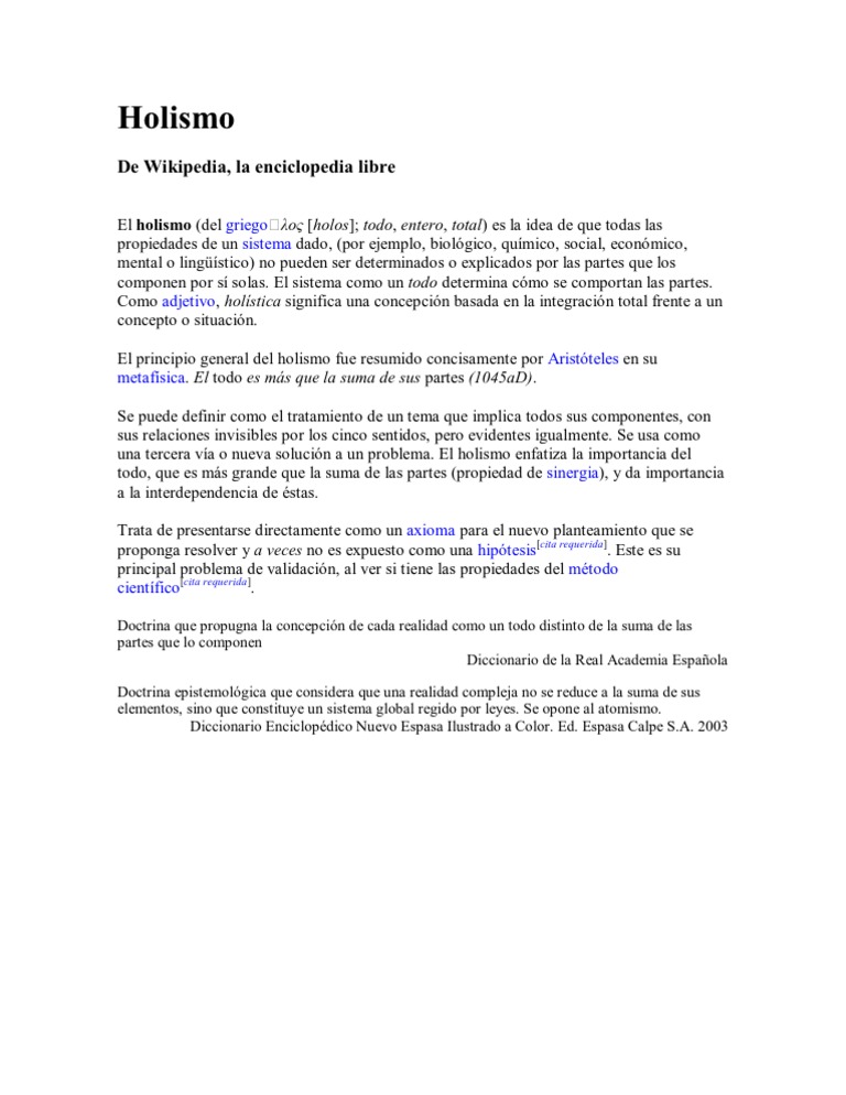 Holismo | PDF | Holismo | Movimientos filosóficos