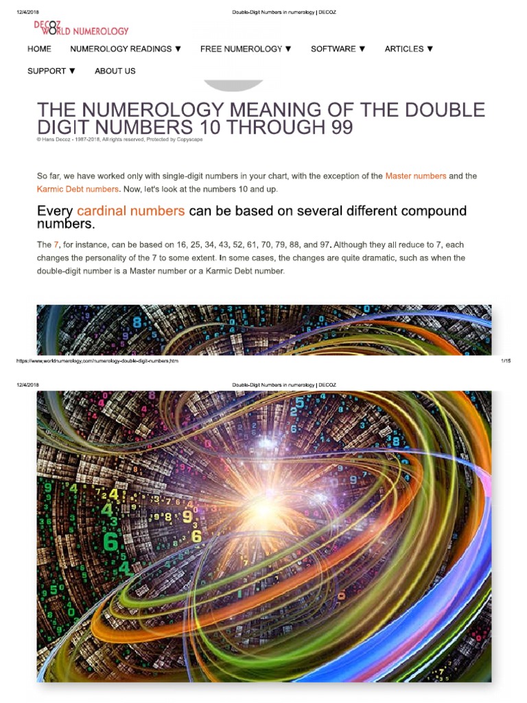 Double-Digit Numbers in Numerology - DECOZ | PDF