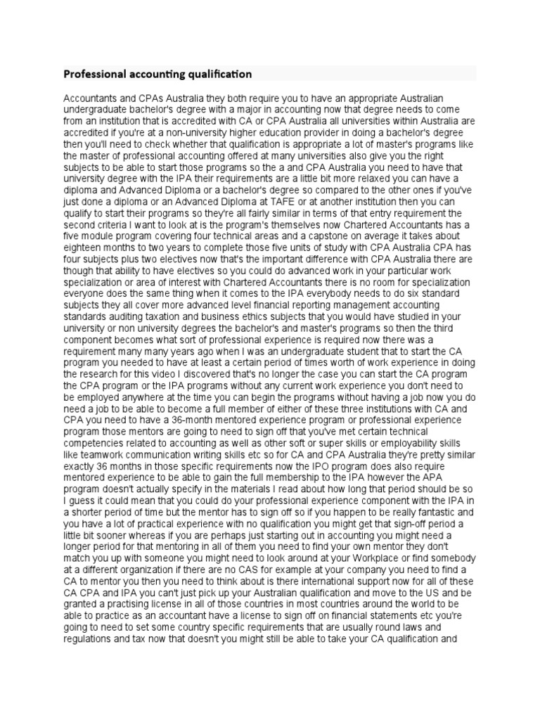 Professional Accounting Qualification | PDF | Accountant | Certified ...