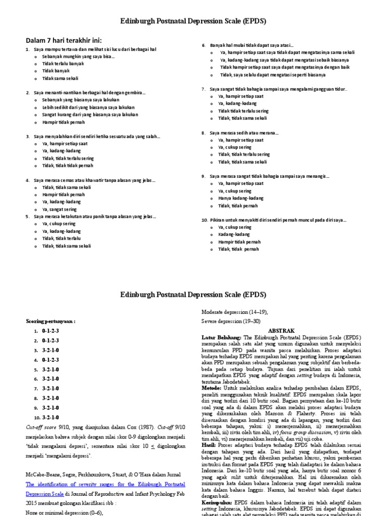 Edinburgh Postnatal Depression Scale | PDF Edinburgh Postnatal Depression Scale | PDF