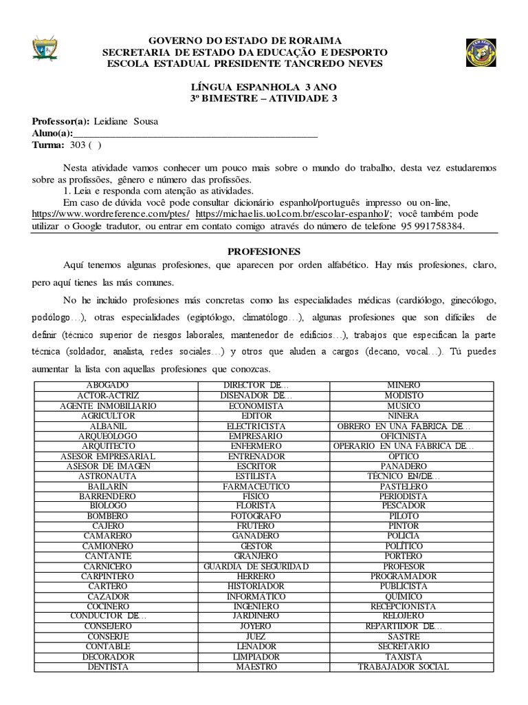 Ativ 3 - 3 Ano | PDF