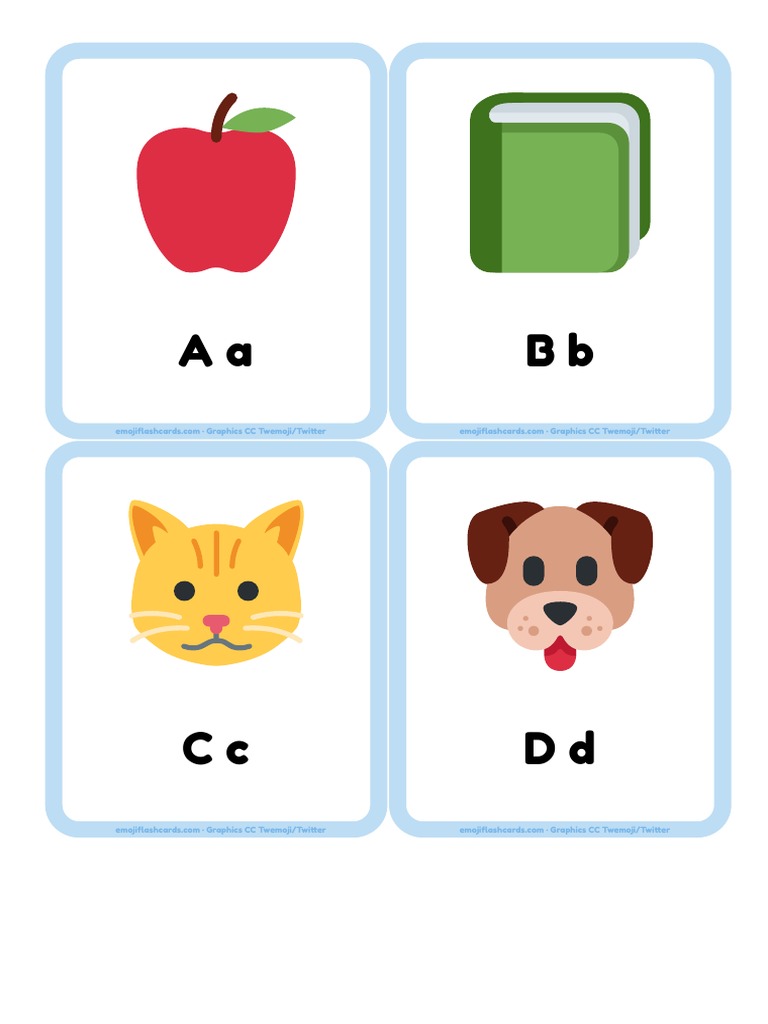 Alphabet - English Phonics - Emoji Flashcards | PDF