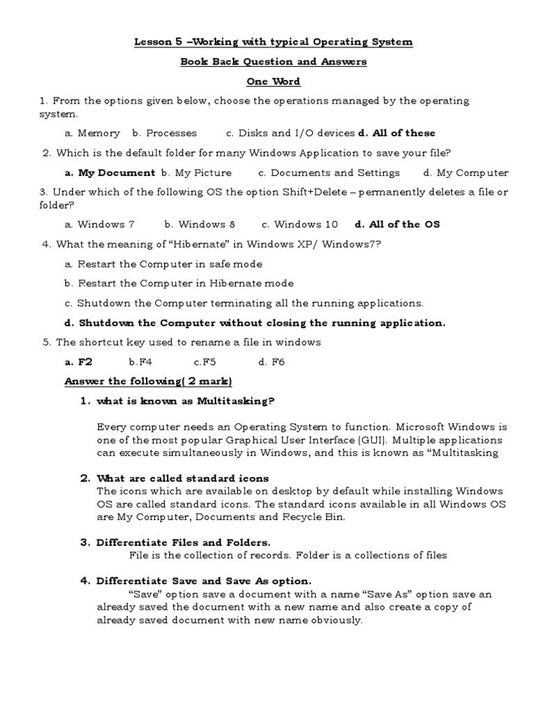 Chapter-5-Working With Typical Operating System Bookbackanswer | PDF | Microsoft Windows ...