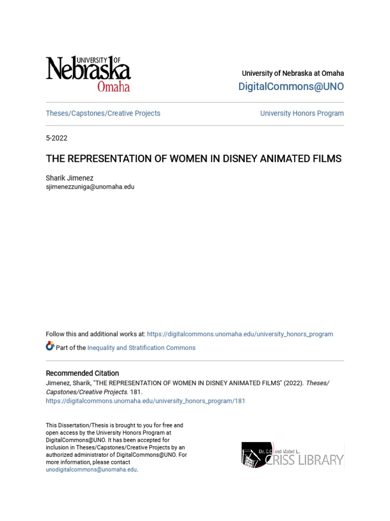 The Representation of Women in Disney Animated Films | PDF | Gender ...
