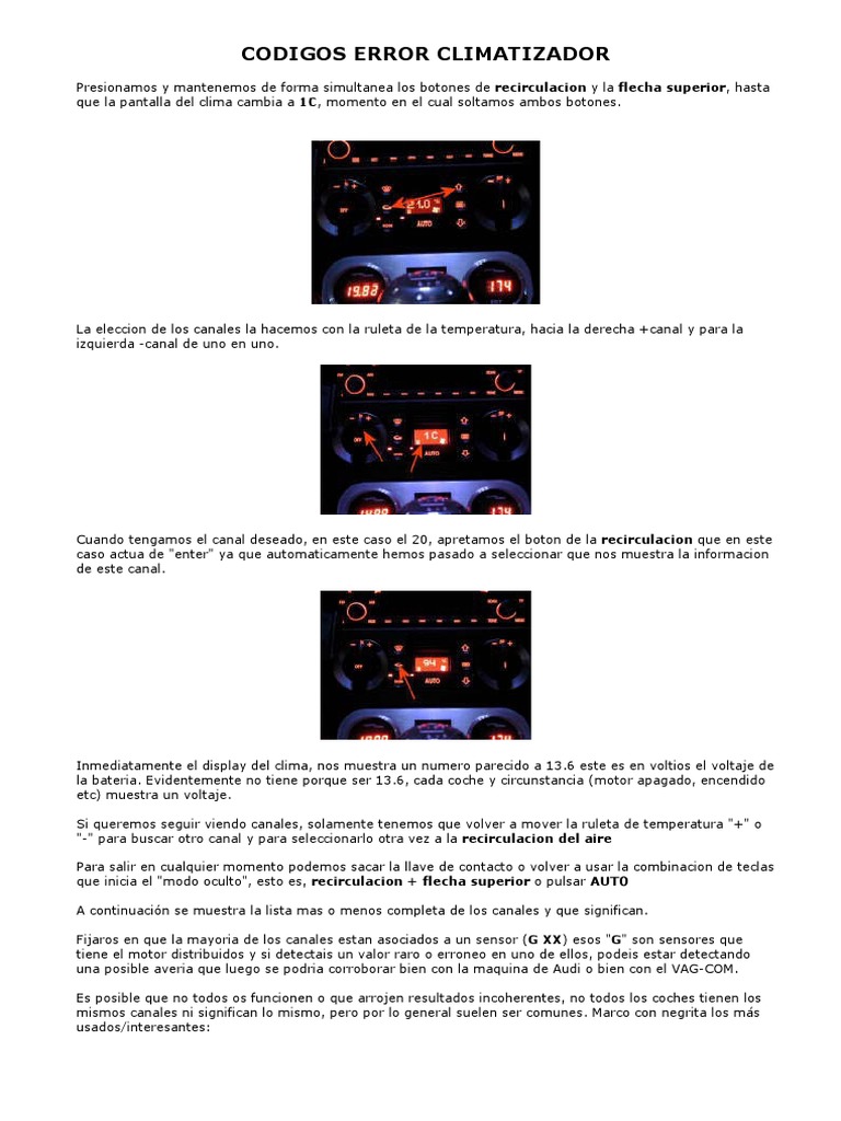Códigos de Error del Climatizador | PDF | Ingeniería Informática | Bienes manufacturados