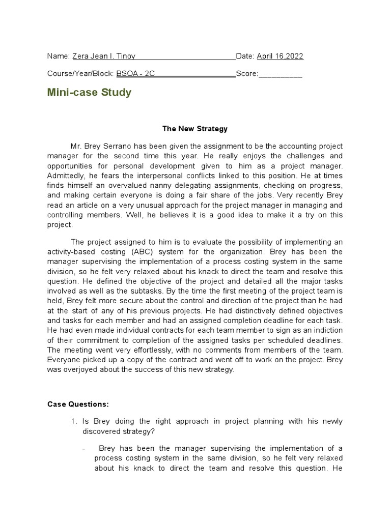 Mini Case Study - THE NEW STRATEGY | PDF | Business