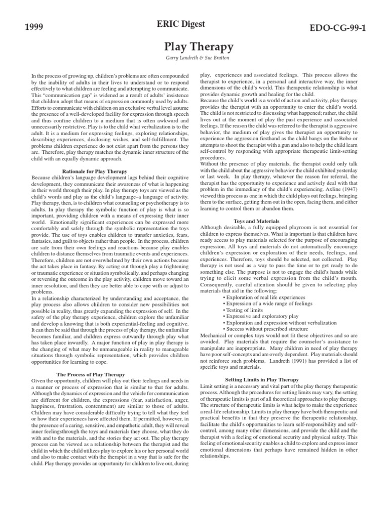 Play Therapy | PDF | Play Therapy | Psychotherapy
