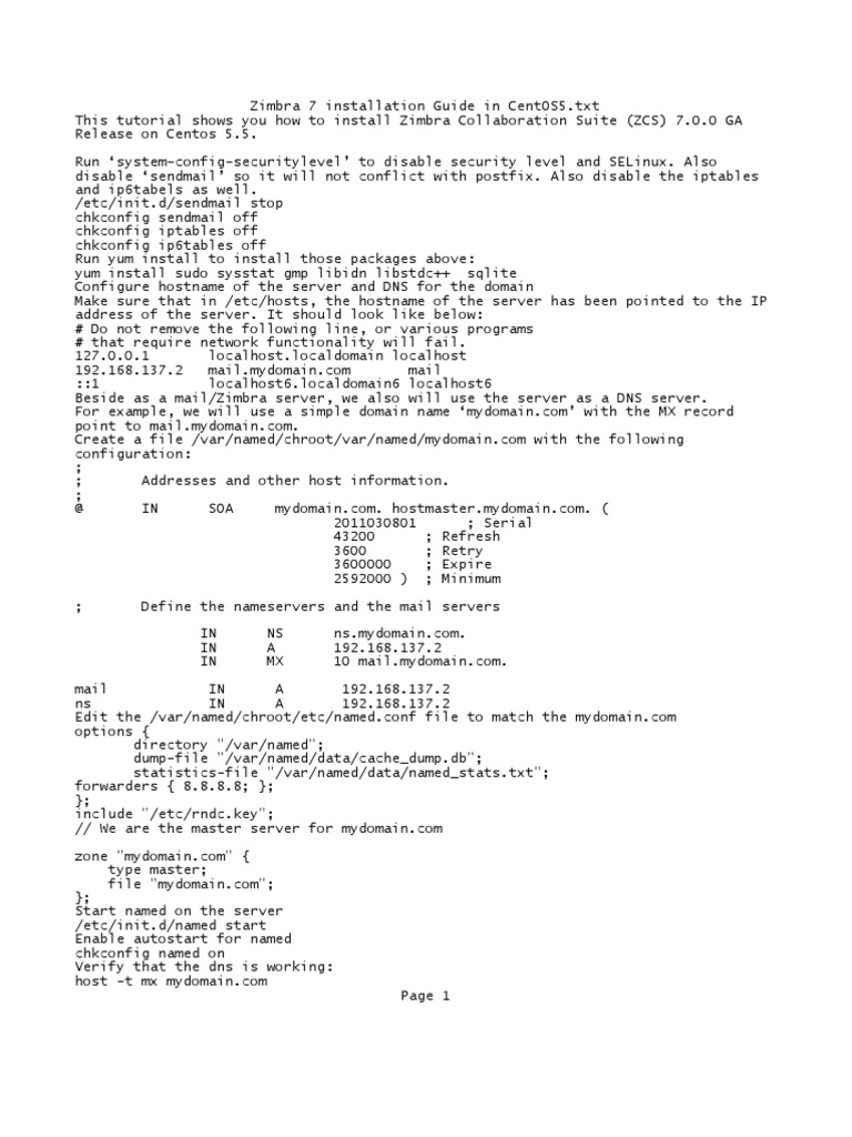 Zimbra 7 Installation Guide in CentOS5 | PDF | Domain Name System ...