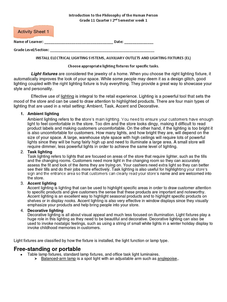 2nd Semester 1st Quarter 11 EIM Activity Sheets | Download Free PDF | Incandescent Light Bulb ...