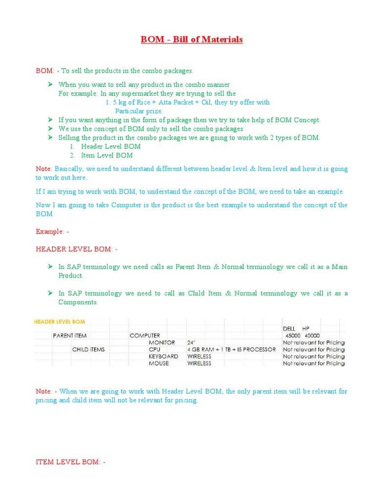 BOM (Bill of Material) | PDF | Computing