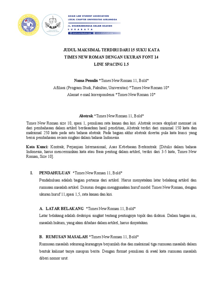 Template Legal Review Competition Alsa LC Unair | PDF | Seni & Disiplin Bahasa
