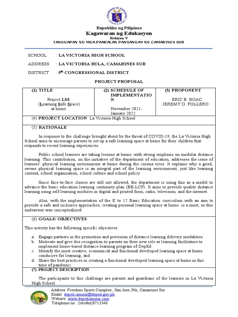Home Learning Space Project Proposal | PDF | Learning | Distance Education