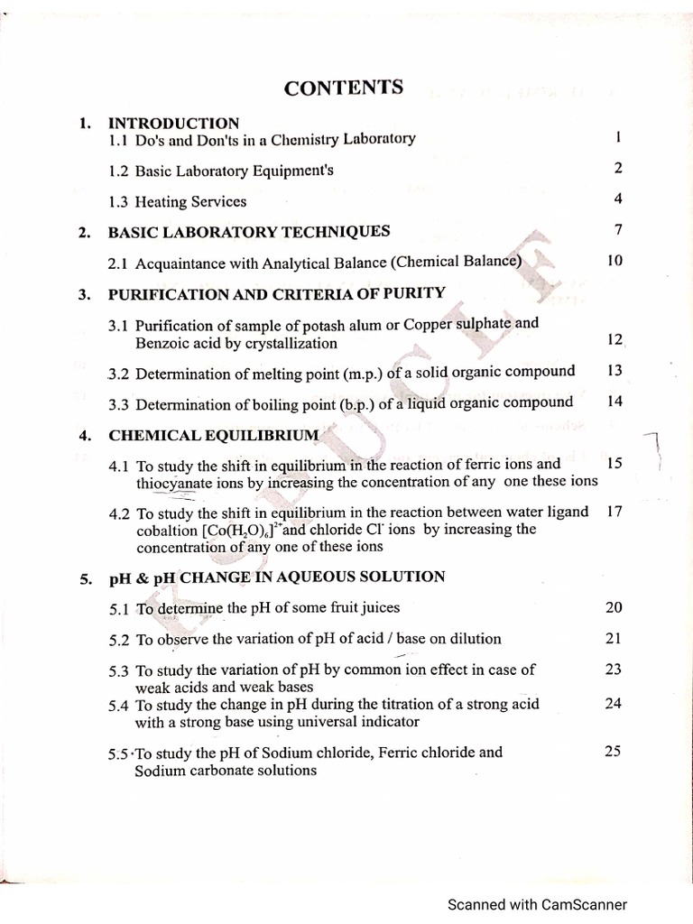 I PUC Chemistry Laboratory Work Book | PDF