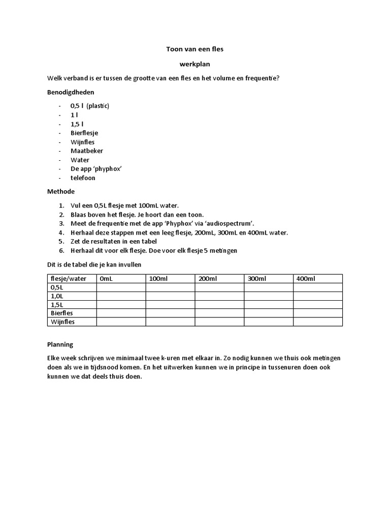 Werkplan Natuurkunde Po | PDF