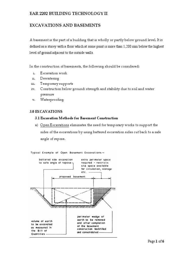 Basement Excavation Methods and Techniques | PDF | Basement | Civil ...