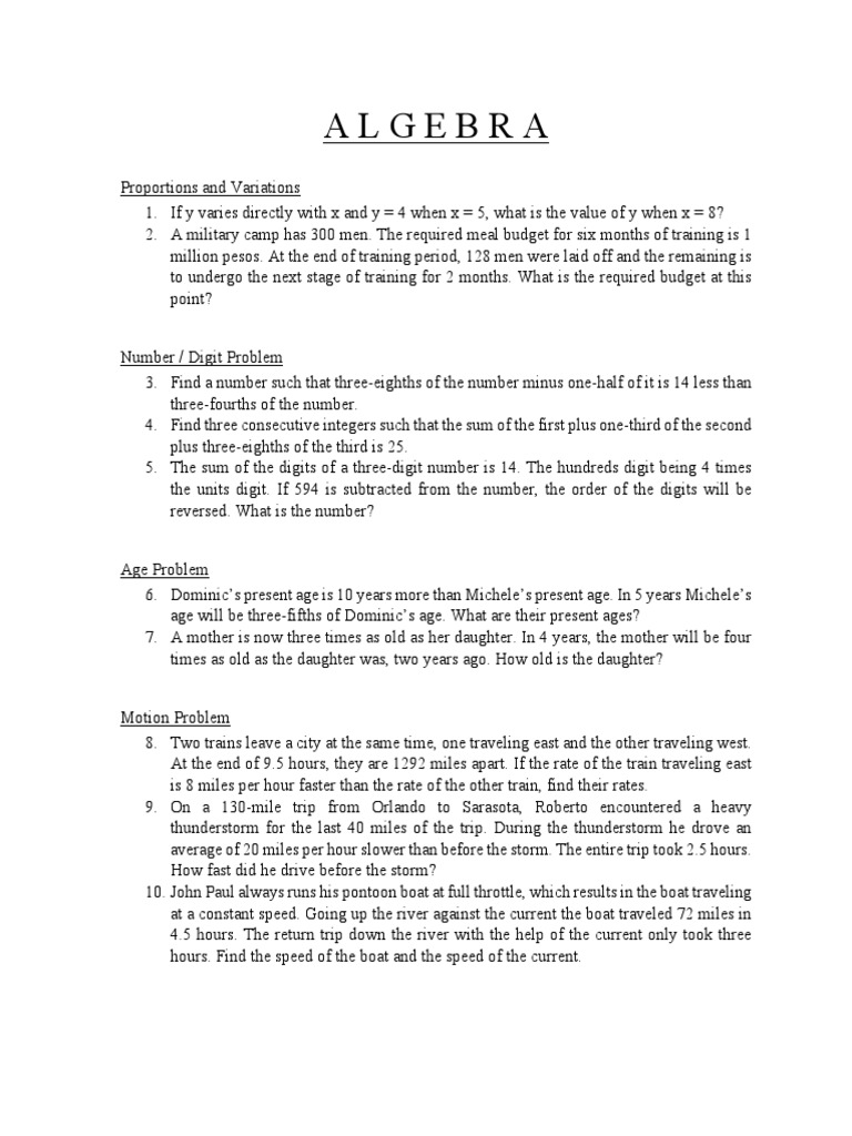 Algebra | PDF | Numbers | Algebra