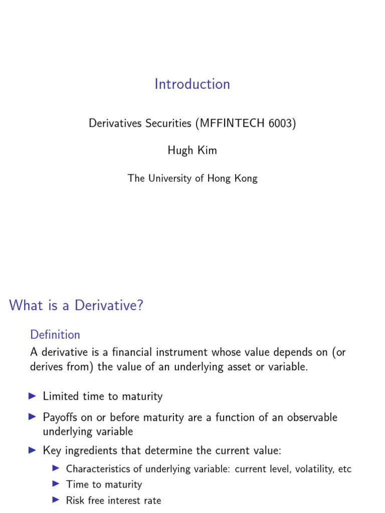 CH01 Intro | PDF | Hedge (Finance) | Derivative (Finance) CH01 Intro | PDF | Hedge (Finance) | Derivative (Finance)