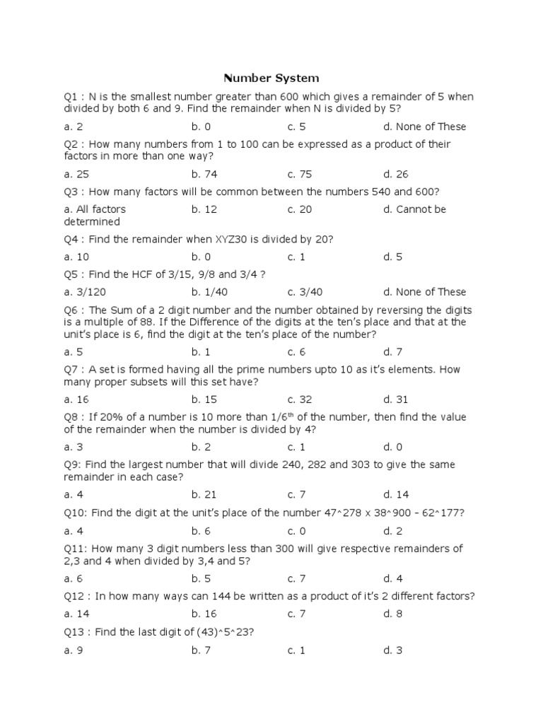 Number System 2 (1) | PDF | Division (Mathematics) | Algebra