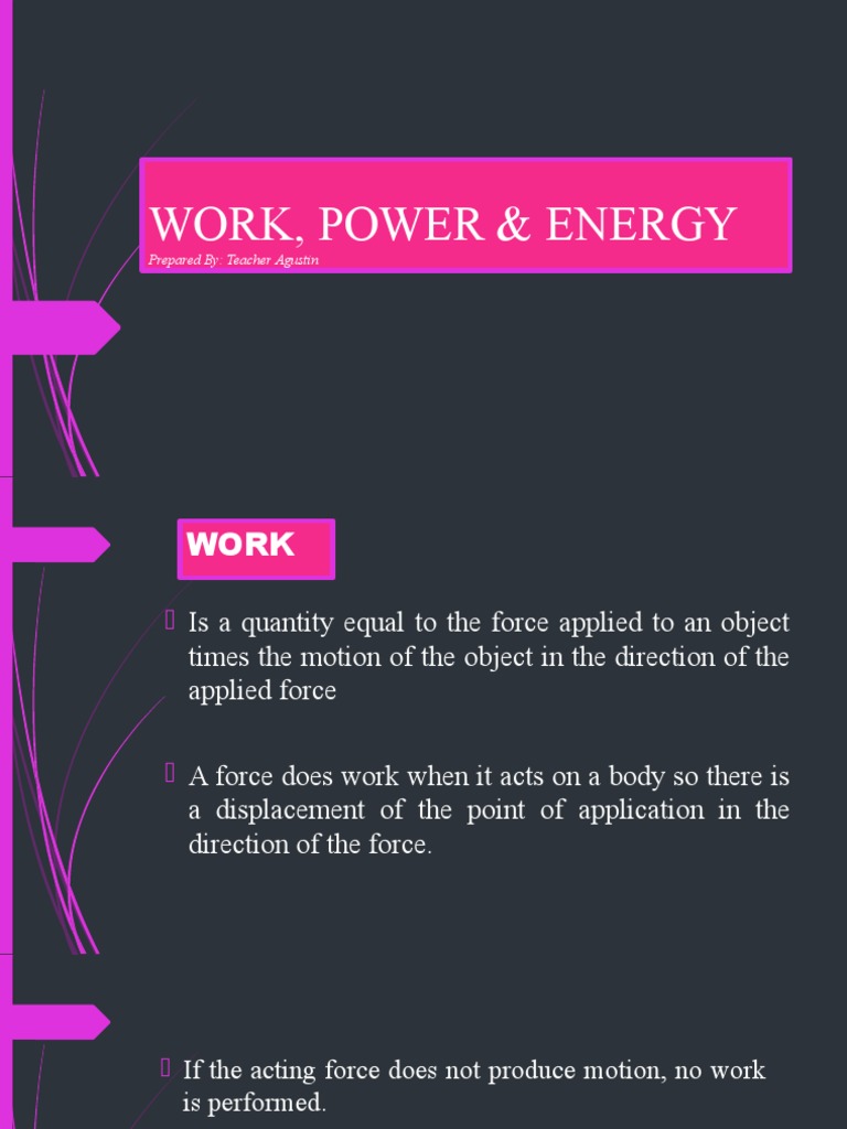 Work, Power & Energy | PDF | Potential Energy | Force