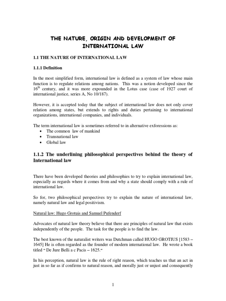 The Nature Origin and Development of Int | PDF | International Law ...