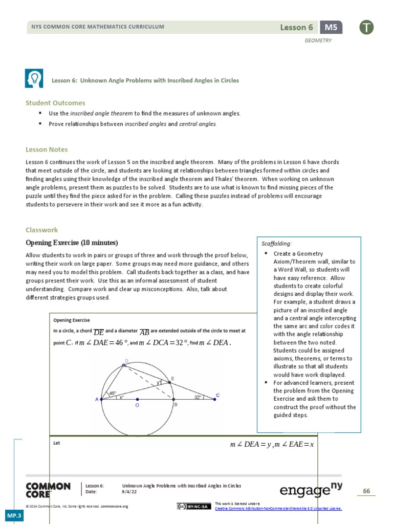 Geometry m5 Topic A Lesson 6 Teacher | PDF | Circle | Triangle