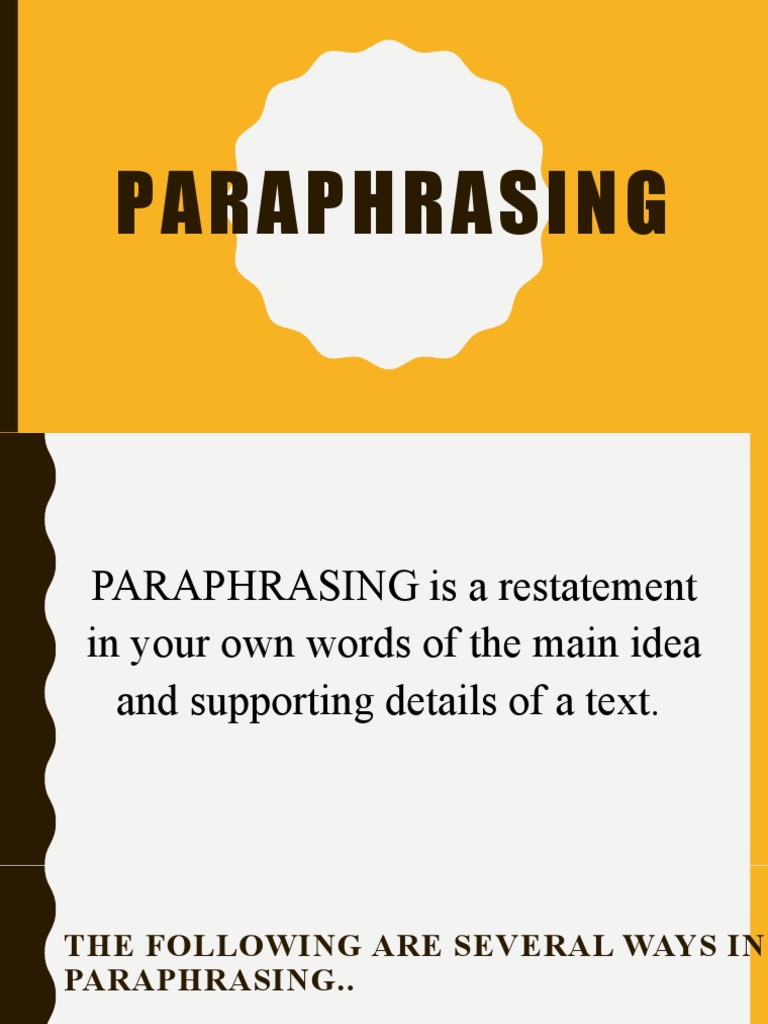 PARAPHRASING | PDF | Part Of Speech | Sentence (Linguistics)