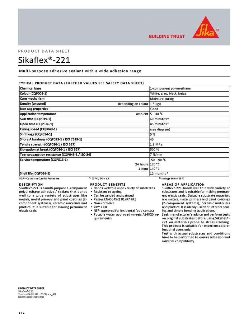 Sikaflex - 221 | PDF | Paint | Adhesive