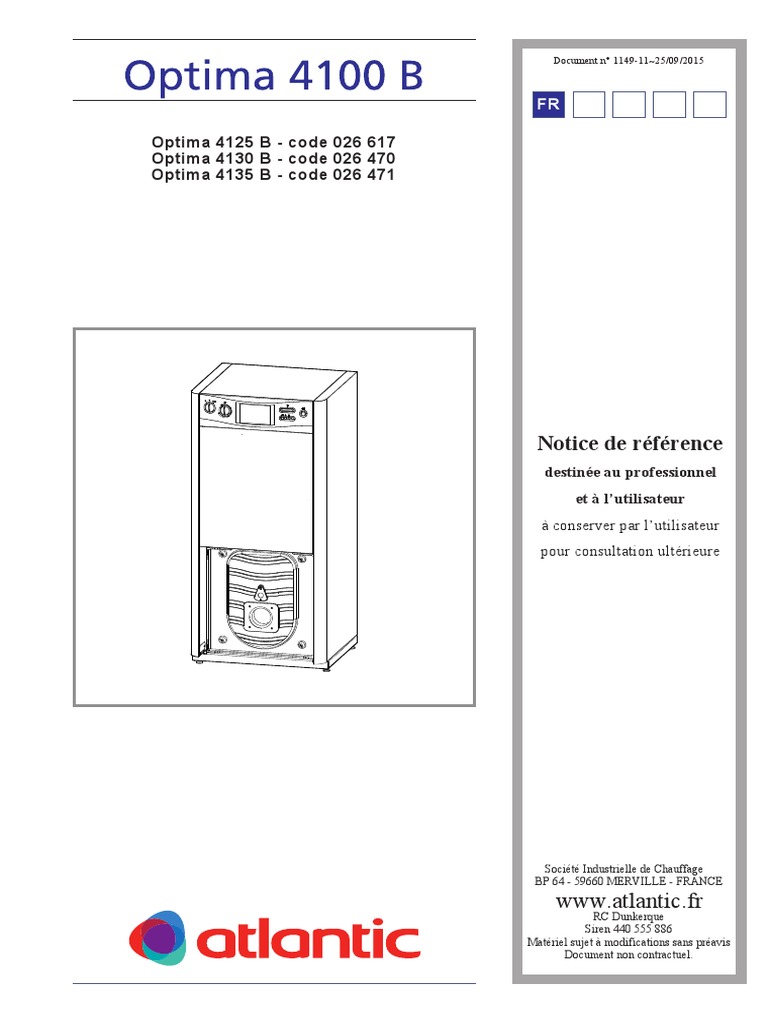Optima 4100 B Notice Atlantic | PDF | Chaudière | Robinet (plomberie)