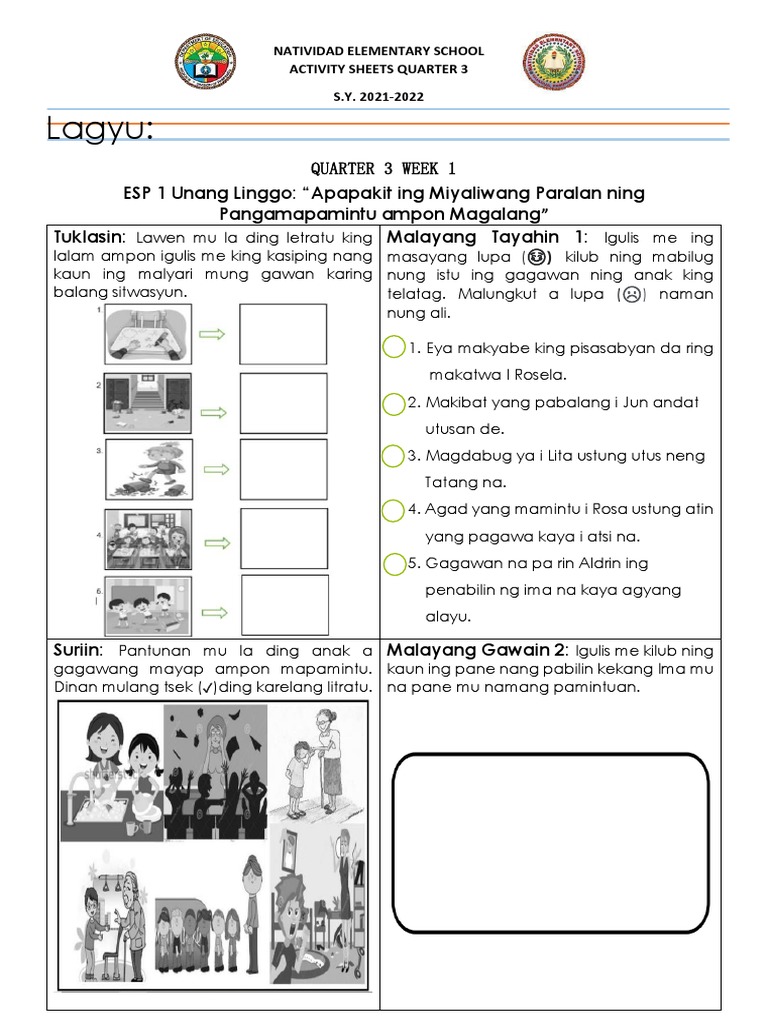 Q3 W1 Activity Sheets | PDF | Seni & Disiplin Bahasa