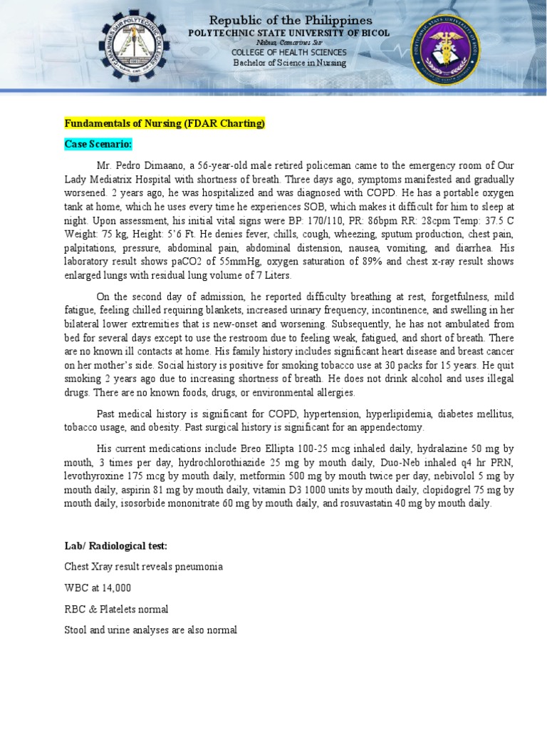 Fdar Charting Pdf Chronic Obstructive Pulmonary Disease Epidemiology