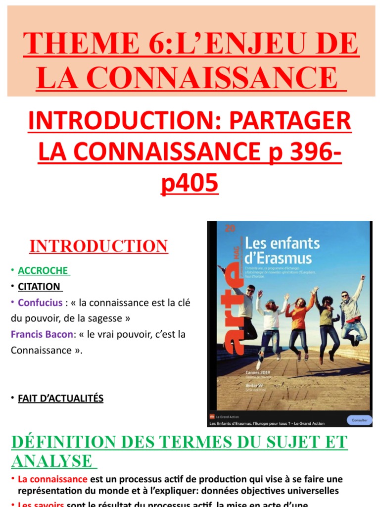Introduction Transmettre Et Partager La Connaissance | PDF | Connaissances | la communication