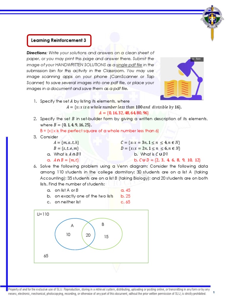 Set Operations and Number Properties | PDF | Image Scanner | Computing